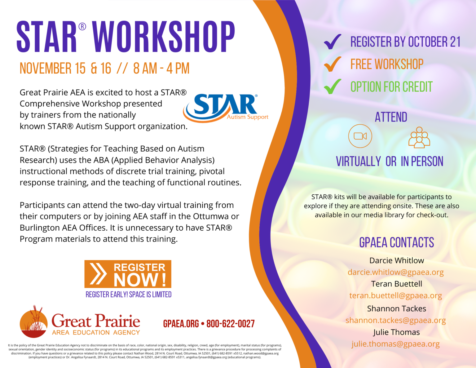 GPAEA Hosts STAR Workshop on November 15 & 16 - Great Prairie AEA