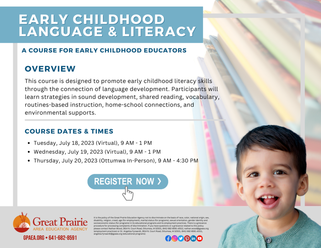 Early Childhood Language & Literacy Course in July - Great Prairie AEA