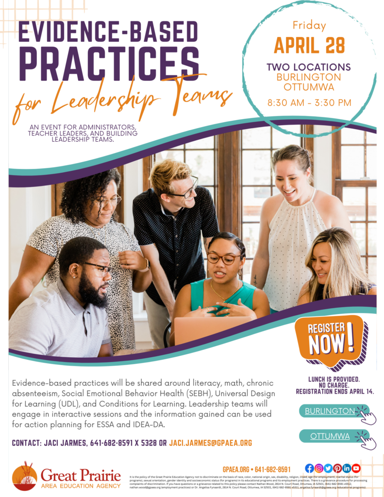 Evidence-Based Practices for Leadership Teams on April 28 - Great ...