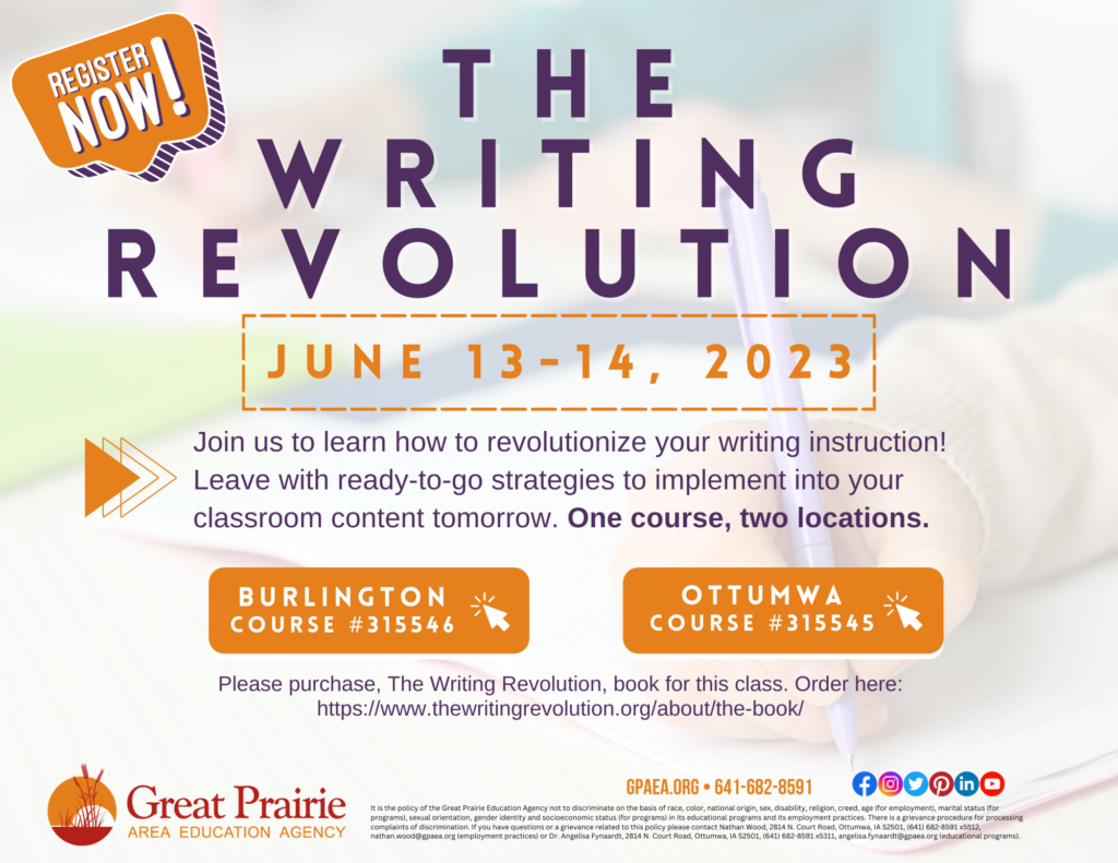 The Writing Revolution on June 13 & 14 - Great Prairie AEA
