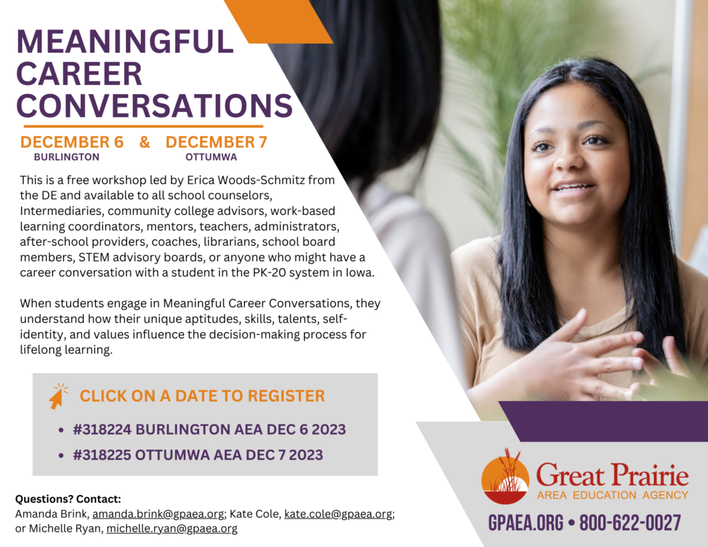 Meaningful Career Conversations, December 6 & 7 - Great Prairie AEA